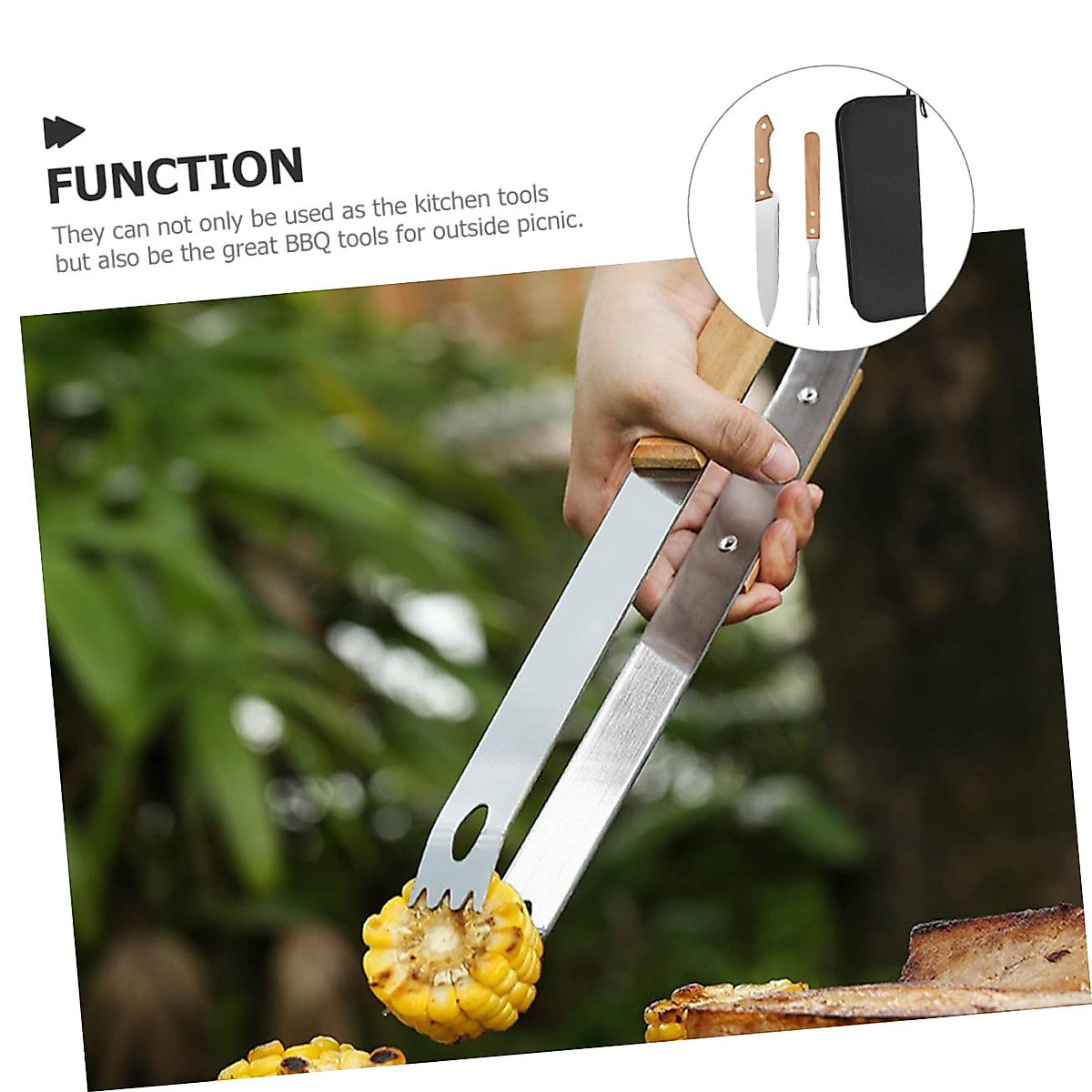 Happyyami 1 Set Barbecue and Fork Tools Poultry Serving Fork Chef Carving Fork Barbecue Cutter Grilling Accessories Kit Barbecue Kitchen Fork Stainless Steel Travel Chicken Household