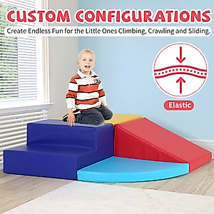 Kids Corner Climber 4-Piece Set Climbing Toys for Toddlers 1-3, Soft Babies Climb Foam Play Set Indoor Baby Crawling Foam Blocks Children Foam Toys for Kids Crawling and Sliding, Red