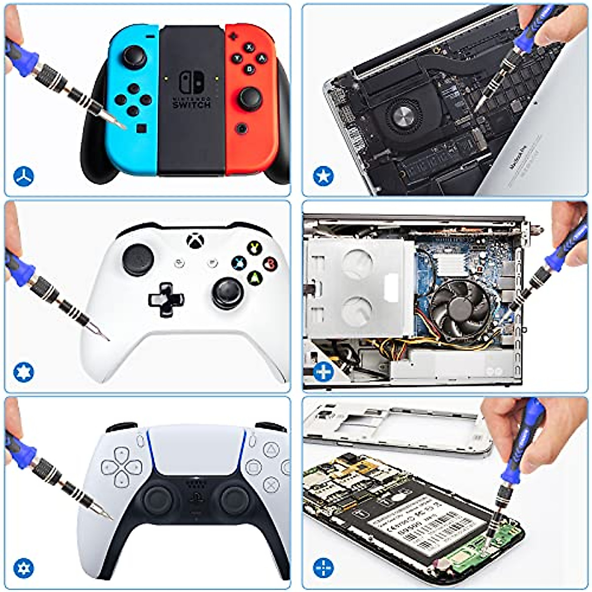 STREBITO Precision Magnetic Screwdriver Set 124-Piece Electronics Tool Kit with 101 Bits, for Computer, Laptop, Cell Phone, PC, MacBook, iPhone, Nintendo Switch, PS4, PS5, Xbox Repair