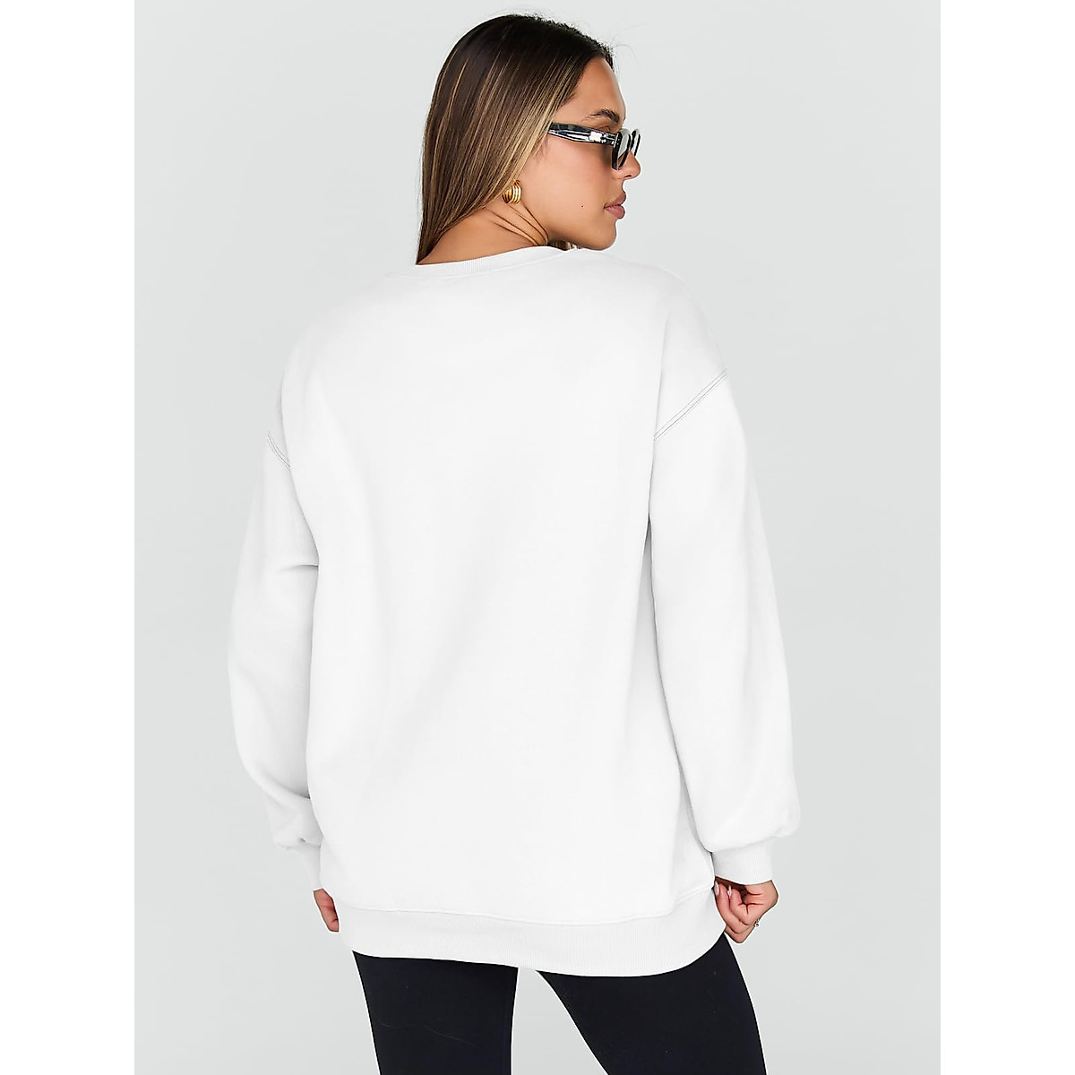 Trendy Queen Sweatshirts for Women Hoodies Oversized Crewneck Tops Sweaters Comfy Fall Winter Outfits Clothes 2025 Fashion White XL