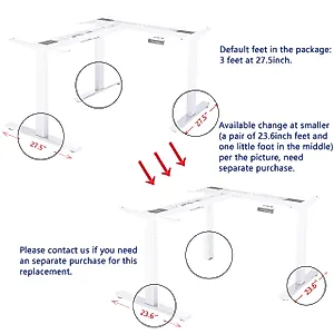 VWINDESK VJ301 L Shaped Electric Height Adjustable Standing Corner Desk Frame Only W/Triple Motor, Ergonomic Sit Stand Up Height Adjustable Steel Base with Digital Memory Keypad (White)