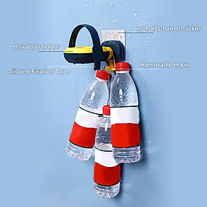 RAUWIZX Wall Mounted Hair Dryer Rack, Adjustable Hands-Free Hair Dryer Rack, Hole-Free Self-Adhesive Bathroom Hair Dryer Storage Rack, 360° Rotating Hair Dryer Holder. Suitable for Bathroom, Bedroom.