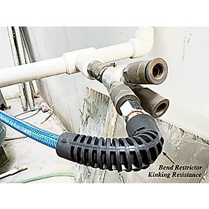 SANFU (PU) Polyurethane Reinforced Air Hose 1/4”ID(6.3 x 9.8mm) x 100ft, Anti-low temperature 300PSI with 1/4-Inch Swivel Solid Brass Quick Coupler and Plug, Navy Blue(100’)