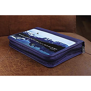Isaiah 40:31 Eagle Bible Cover, Zippered, with Handle, Canvas, Navy, Large