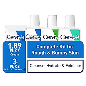 CeraVe Travel Size Toiletries Skin Care Set | Contains CeraVe Moisturizing Cream, Lotion, Foaming Face Wash, and Hydrating Face Wash | Fragrance Free