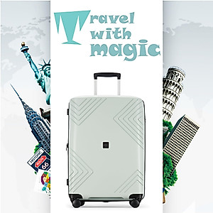 GinzaTravel Rune series expandable 3 Luggage Sets,Lightweight Hardside Suitcase With Spinner Wheels TSA Lock,PP material business fashion suitcase