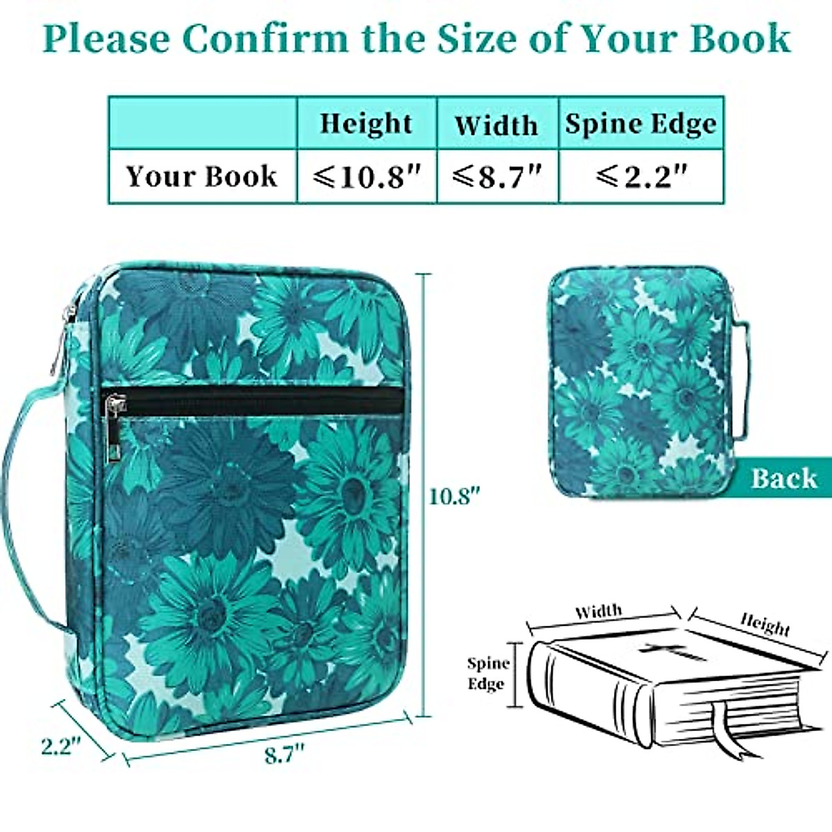 BOYOUAN Bible Covers for Women Bible Case Girls Bible Bags Large Size Bible Book Holder Carring Case Organizer Bag Floral Art Christian Church Protective Study Scripture Bag with Handle Pockets