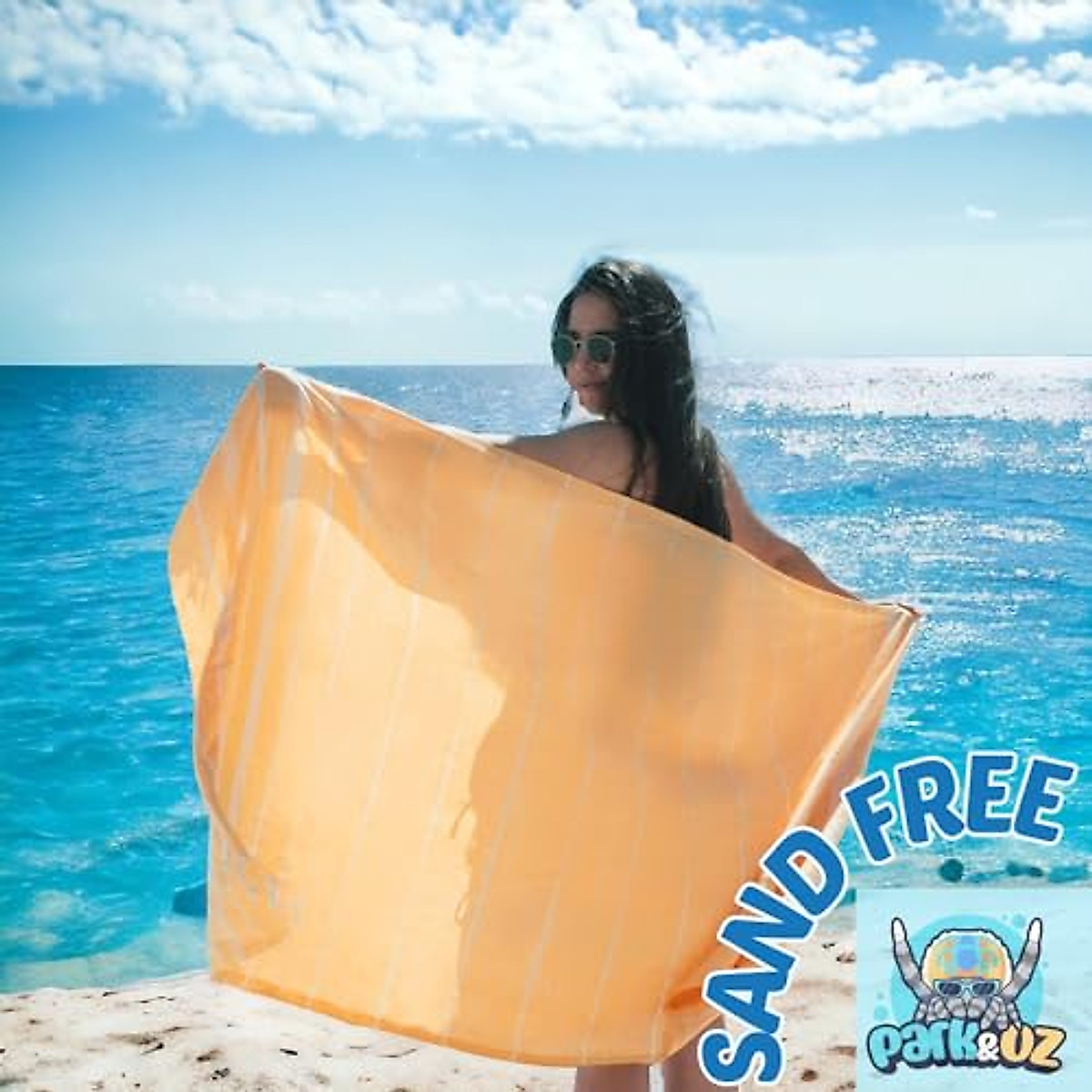 Park & Oz Turkish Beach Towel – Oversized 100% Cotton Quick-Dry & Sand-Free Blanket 72" x 40" – Ultra-Absorbent, Lightweight & Compact Pool Towel for Beach, Travel, Spa, Gym, Camping & Home