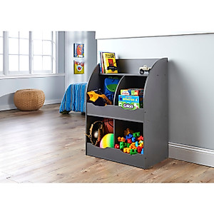 Badger Basket Four Bin Kids Bookshelf and Toy Storage Organizer - White