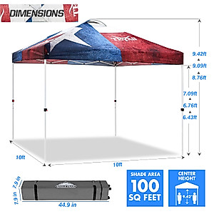 EAGLE PEAK 10x10 Pop Up Canopy, Instant Outdoor Canopy Tent, Straight Leg Pop Up Tent for Parties, Camping, The Beach and More, 100 Square Feet of Shade, Texas NEW