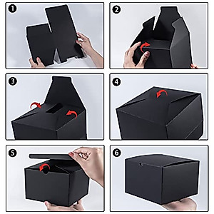 NIGNYA Black Gift Boxes, 20 pcs Large Gift Boxes with Lids Bridesmaid Proposal Box Weddings Party for Presents, 6x6x4 inch, Easy Assemble