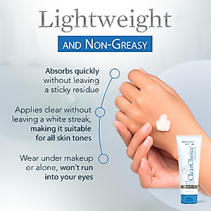 Clear Choice Sunscreen for Face SPF 45, Oil Free Sunblock & Light Moisturizer with Zinc Oxide, Reef-Safe, Broad Spectrum, Water-Resistant, No White Cast, Dermatologist Recommended, 4oz