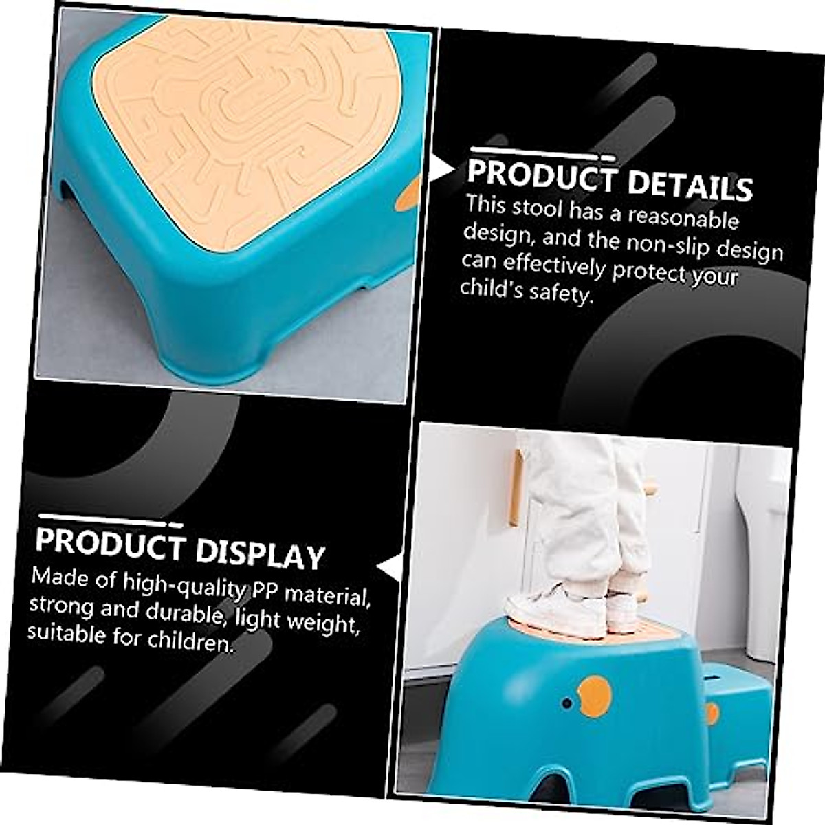 Household Step Stool 2pcs Baby Non- Training Two Helper Blue Stools Anti- Potty Step Footstool Kids Plastic Stool Elephant Cartoon Living Household for Sizes Ottoman Chairs