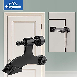 HOMOTEK 8 Pack Hinge Pin Black Door Stopper,Adjustable Deluxe Heavy Duty Door Stopper 2-1/2"x1-3/4”,with Black Rubber Bumper Tips