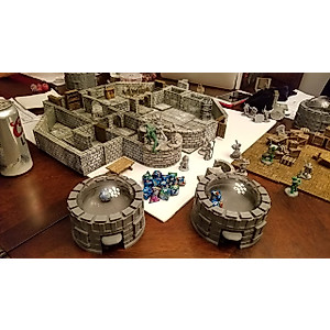 MunnyGrubbers - Castle Dice Popper V2 - Dice Jail - for TTRPG & Board Games - (Random 7PCS D20 Dice Set Included) - Dice Roller - Dice Tower - Dice Holder - Dungeons and Dragons - DND - (Gray)