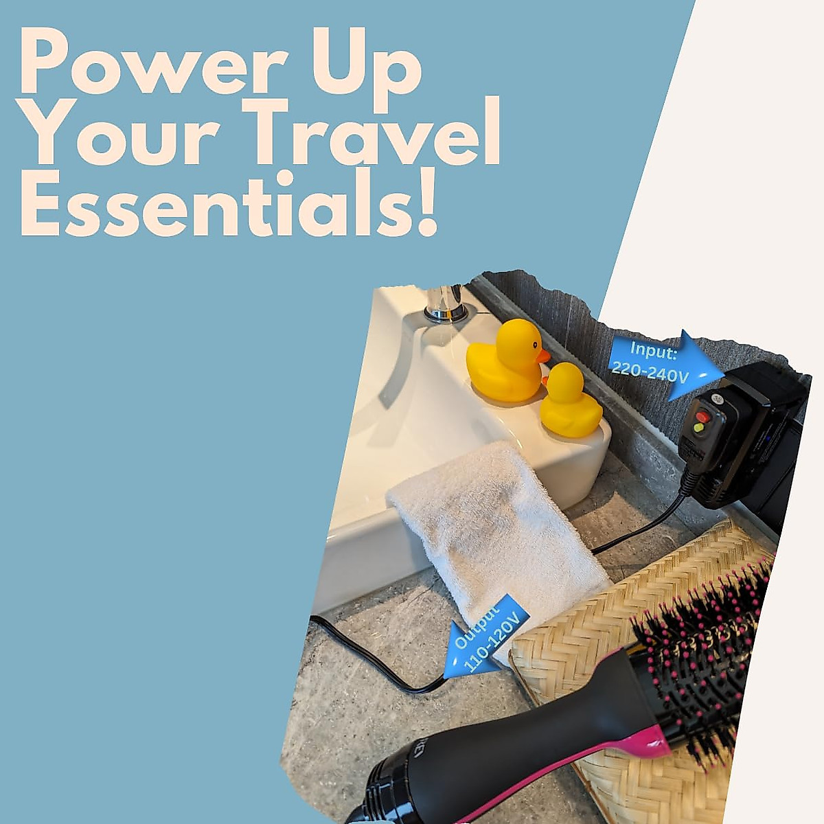 Dual Wattage International Travel Voltage Converter Step Down 220V to 110V Voltage Power Converter for Curling Irons, Steam Iron Hair Dryer from US to Europe Australia UK Malta Over 150 Countries