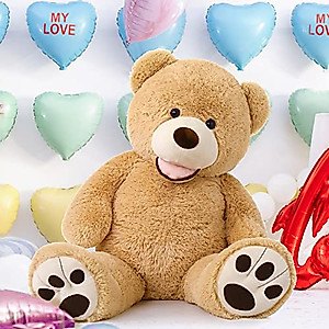 MorisMos Giant Teddy Bear with Big Footprints Plush Stuffed Animals Light Brown 39 inches