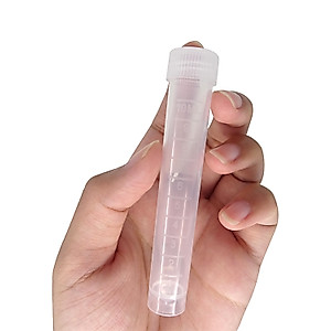Honbay 12pcs 10ml Plastic Test Tubes Screw Cap Vial White Seal Cap Container
