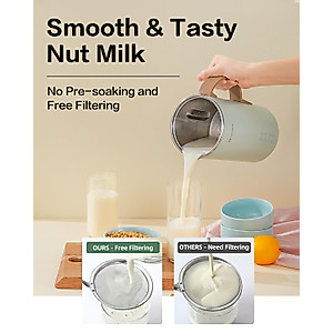 MOKKOM Automatic Nut Milk Maker, 20 oz Soy Milk Maker, Homemade Almond, Oat, Coconut, Soy, Plant-Based Milk and Dairy Free Beverages, Almond Milk Maker with Delay Start/Boild Water/Self Clean - Green