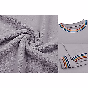 WIHOLL Oversized Sweaters for Women Aesthetic Long Sleeve Plain T Shirts Grey L