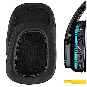 GEEKRIA QuickFit Replacement Ear Pads for Logitech G533, G633, G635, G933, G935 Headphones Ear Cushions, Headset Earpads, Ear Cups Cover Repair Parts (Black)