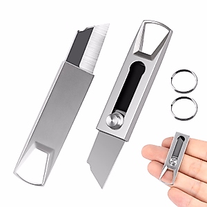 ITOKEY 2 Pack Small Pocket Knife, Keychain Box Cutter, Mini Pocket Knife with 0.78 inch Sharp Blade, EDC Utility Knife for Everyday Carry, Safety Box Opener Tool for Office, Cool Gadgets for Men Women