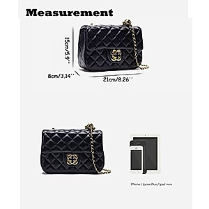 YXBQueen Fashion Bags for Women Black Leather Crossbody Bags Quilted Purse Shoulder Bag