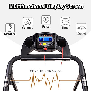 FYC Folding Treadmill for Home Portable Electric Treadmill Running Exercise Machine Compact Treadmill Foldable for Home Gym Fitness Workout Jogging Walking, Black