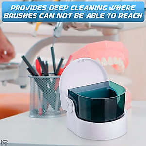 Sonic Cordless Denture Cleaner for Jewellery Ring, Necklace, Coins & Dentures - Portable Battery Vibrating Machine for Professional or Personal Use