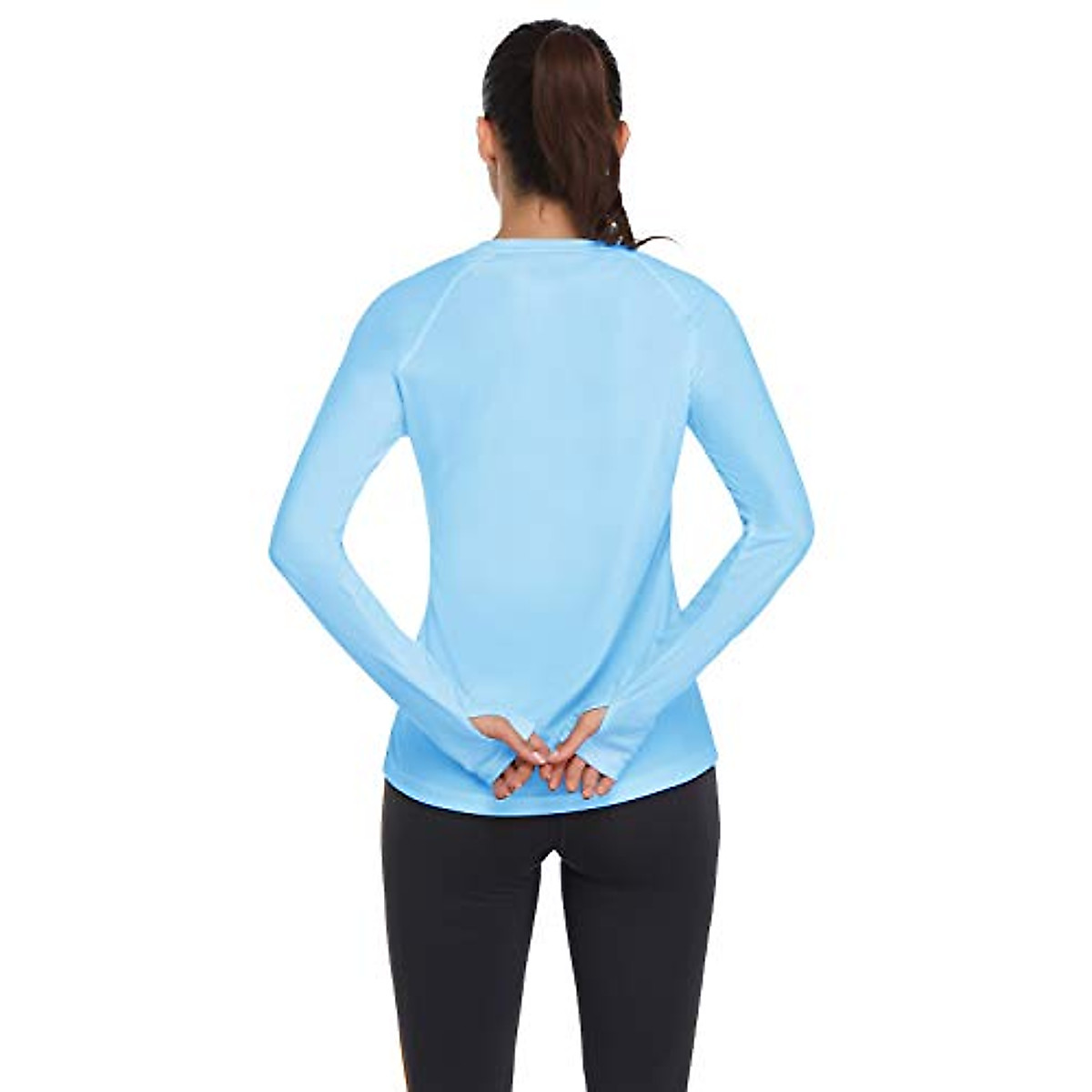 HISKYWIN Women's UPF 50+ Sun Protection Long Sleeve Shirts Outdoor Hiking Fishing Tops HF103- Blue-M