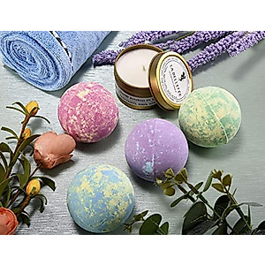 LA BELLEFÉE Bath Bombs & Scented Candles Set, Large Jar Aromatherapy Candles for Home Scented(4 Bathbombs + 3 Candles)