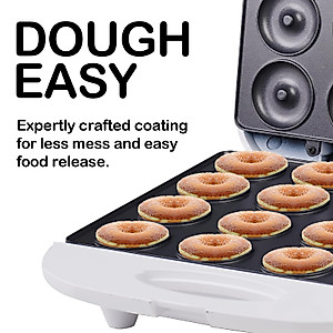 16 Hole Mini Donut Machine, Double Sided Heating Mini Donut Maker Machine,1400W Perfect for Breakfast, Snacks & Desserts,Non-stick Surface, Kid's friendly