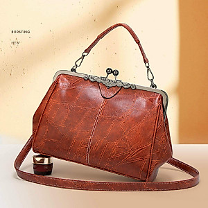 YOUNXSL Women Retro Hollow Oil Wax PU Leather Handbag Multiple Collocations Messenger Bag Handbags Apricot