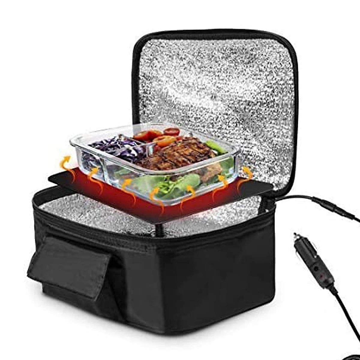 Smart Portable Oven for Car, Portable Mini Car Microwave, 12V Electric Oven Fast Heating Picnic Box for Travel Camping Food Cooking Black