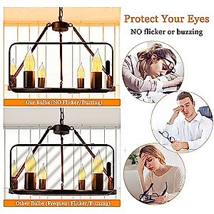 LONIUTO LED Light Bulbs 60 Watt Equivalent, Vintage LED Flame Tip Candelabra Bulb, E12 LED Bulb Dimmable 2700K Soft Warm White, E12 LED Bulb Clear Glass, for Chandeliers, Ceiling Fan, Pendant, 6 Pack