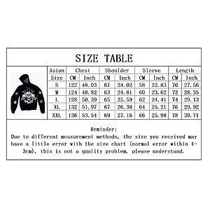 YEOU Women Rhinestone Y2K Spider Skeleton Hoodies Punk Jackets Streetwear Goth Harajuku Oversized Zip Up Hoodie (Black, L)