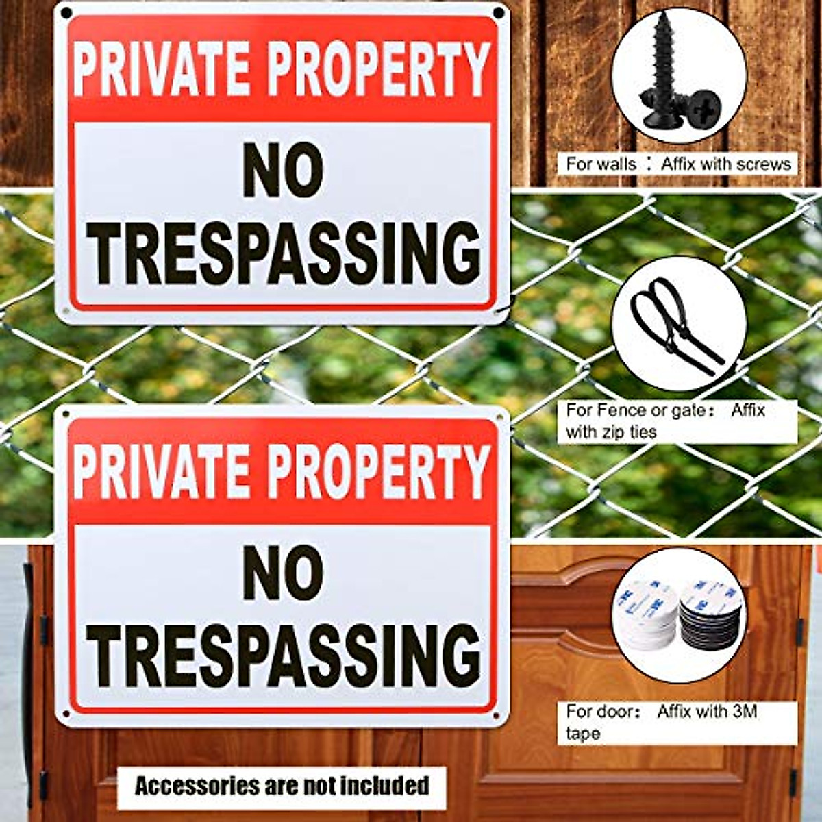 Abuff Private Property Sign, 10-Pack No Trespassing Aluminum Warning Sign - 10"x 7" .04"- Outdoor Use for Home Yard Business Driveway Alert, Reflective, UV Protected & Waterproof