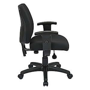 Office Star Deluxe Adjustable Office Task Chair with Ratchet Back Height Adjustment and Thick Padded Seat, with Arms, Coal FreeFlex