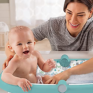 Summer® Foldaway Baby Bath (Under The Sea) - Convenient Baby Bathtub That Folds Compactly for Easy Storage and Travel - Inflatable Base for Extra Support - Durable Infant Tub