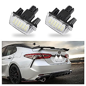 2 PCS License Plate Light Assembly Compatible with Toyota Camry,Prius C,Highlander,Car Accessories Exterior Tag Light with 18 Super Bright White LED for Car Decorations & Lighting