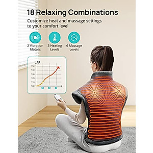 Heating Pad for Back Pain Relief, EVAJOY 24" x 29.5" Large Size Electric Massager Heating Pad for Neck, Back, Shoulders with 3 Heat Levels, 6 Massage Settings, 2H Auto Shut-Off