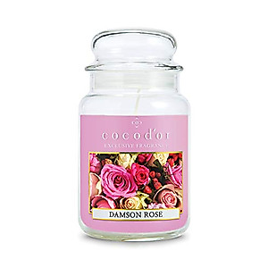 COCODOR Large Jar Candle/Damson Rose / 120-150 Hour Extended Burn Time/Holiday Decoration, Home Deco, Interior, Aromatherapy, Fragrance, Mother's Day
