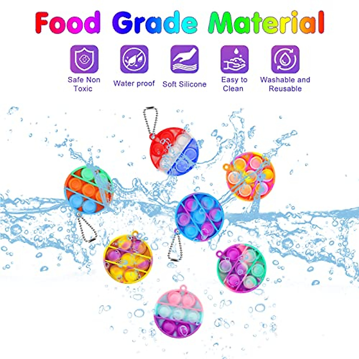 Fidget Toys Pop Party Favors for Kids 4-8 Its kids Toys Sensory Toys Fidgets Squishy Toys 30PCS Toddler Toys Stress Toys Goodie Bag Stuffers Classroom Prizes Gift Baby Toy Mini Keychain for Boys Girls