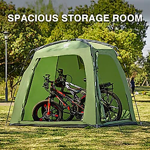 EVER ADVANCED Bike Storage Tent, 6.6 ft Outdoor Storage Sheds for Bicycle, Motorcycle, PU4000 mm Waterproof and Weatherproof Lawn Mower Garden Tools Shelter Cover