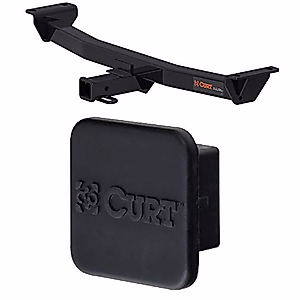 Curt 13417 22272 Class 3 Trailer Hitch with 2 Inch Receiver and 2 Inch Rubber Hitch Tube Cover Bundle for 19-20 Ford Ranger