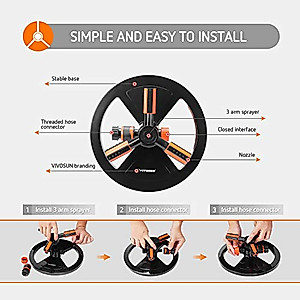 VIVOSUN Garden Sprinkler for Yard with 360 Degree Rotation, Lawn Auto Irrigation System Garden Water Sprinklers with Hose Quick Connect Adapter for Lawn, Plants, Garden Hose Sprinklers Heavy Duty
