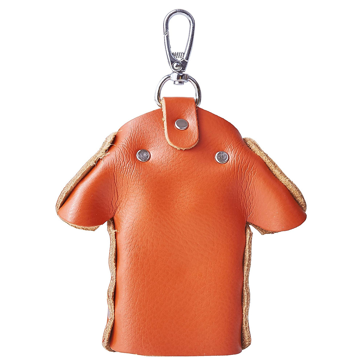 Car Genuine Leather Key Chain Car Smart Keychain Holder Metal Hook Key Pouch-Orange