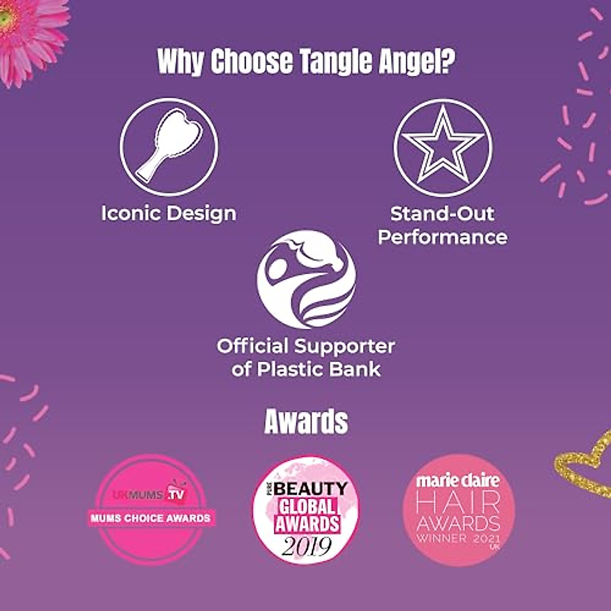 Detangling Hair Brush - Anti Static Angel Wing Hair Brush with Soft & Flexible Bristle for Straight & Wavy Hair - Tangle Angel Hair Detangler Brushes for Blow Drying & Shower - Gloss Pink