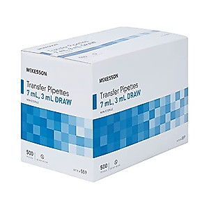 McKesson Transfer Pipette, Non-Sterile, 7 mL Capacity 0.5 mL to 3 mL Graduation Increments, 500 Count, 10 Packs, 5000 Total