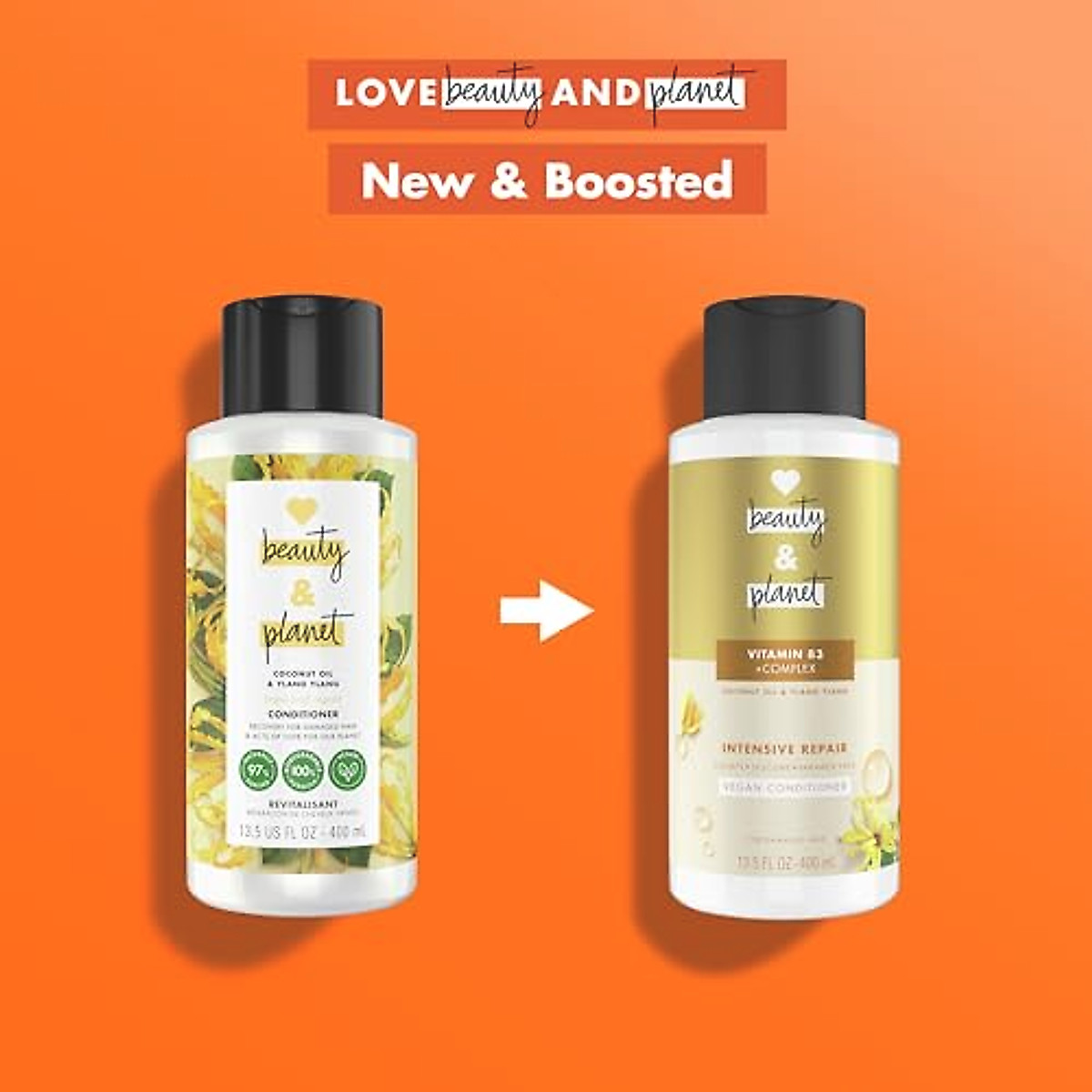 Love Beauty and Planet Conditioner with Vitamin B3 Coconut Oil & Ylang Ylang for Intensive Repair for Damaged Hair Sulfate, Silicone, & Paraben Free. Cruelty-Free. 13.5 oz